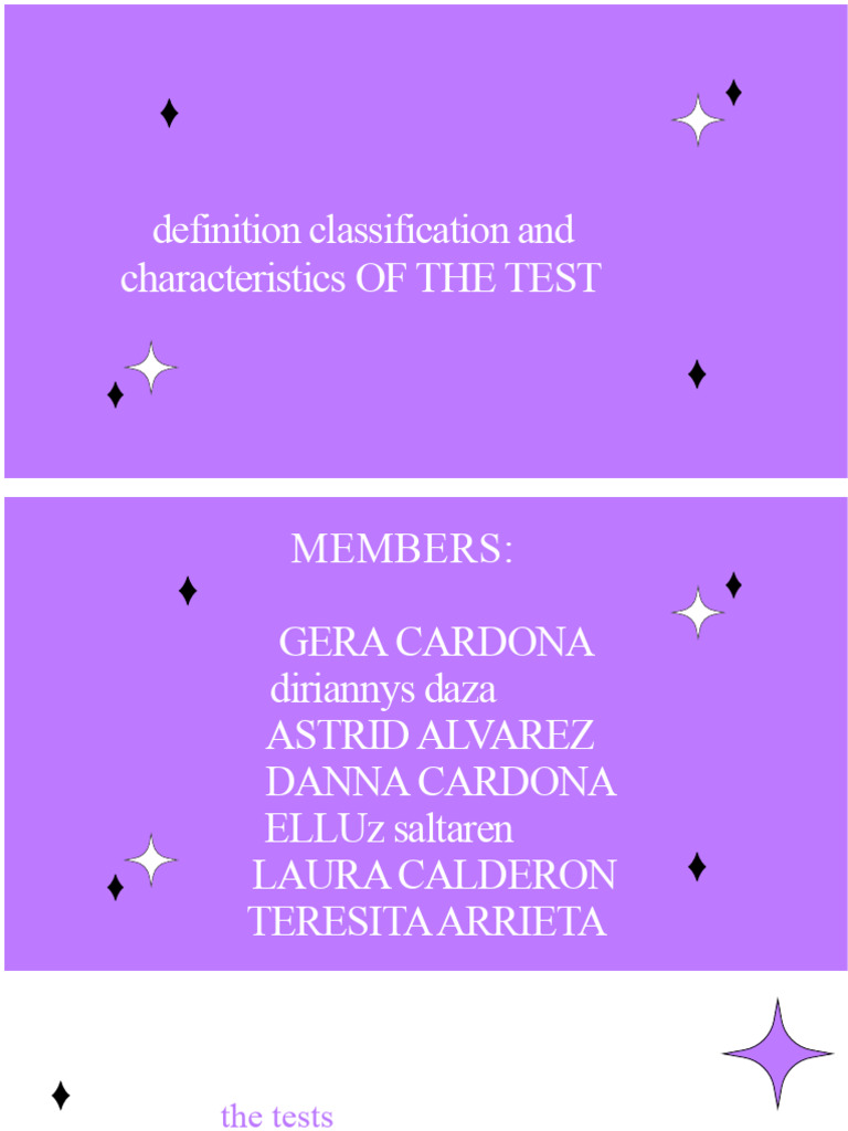 definition classification and characteristics OF TESTS | PDF | Validity ...