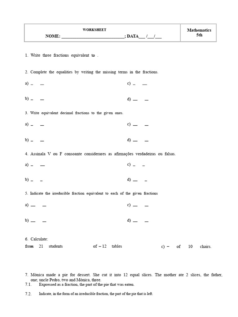 Form 03 - Equivalent Fractions | PDF