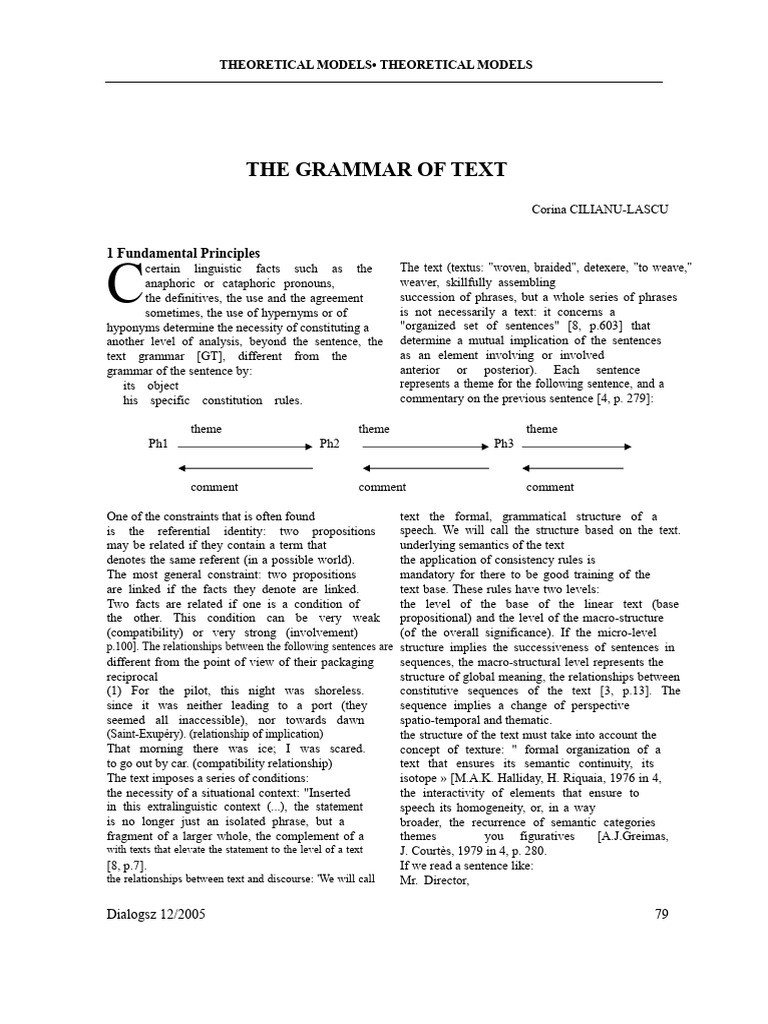 Understanding Text Grammar Principles | PDF | Pronoun | Linguistics