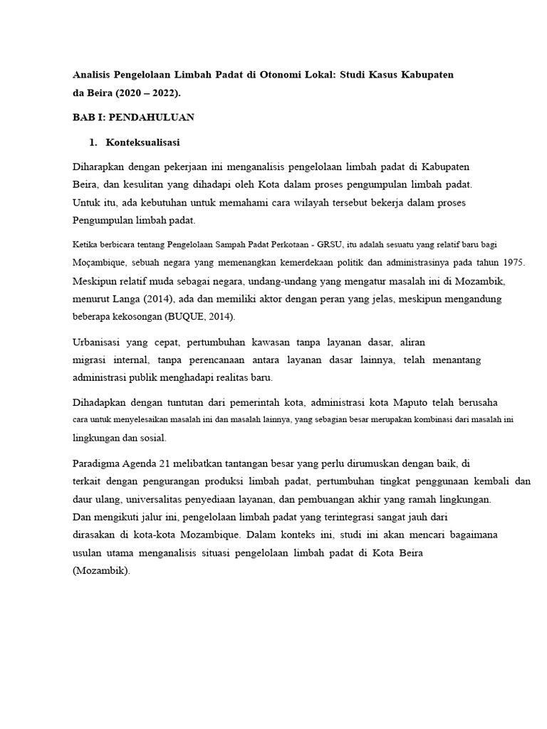 Pengelolaan Limbah Padat di Beira 2022 | PDF