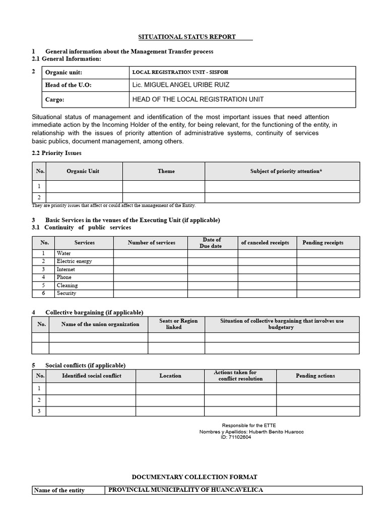 SITUATIONAL STATUS REPORT | PDF | Folio