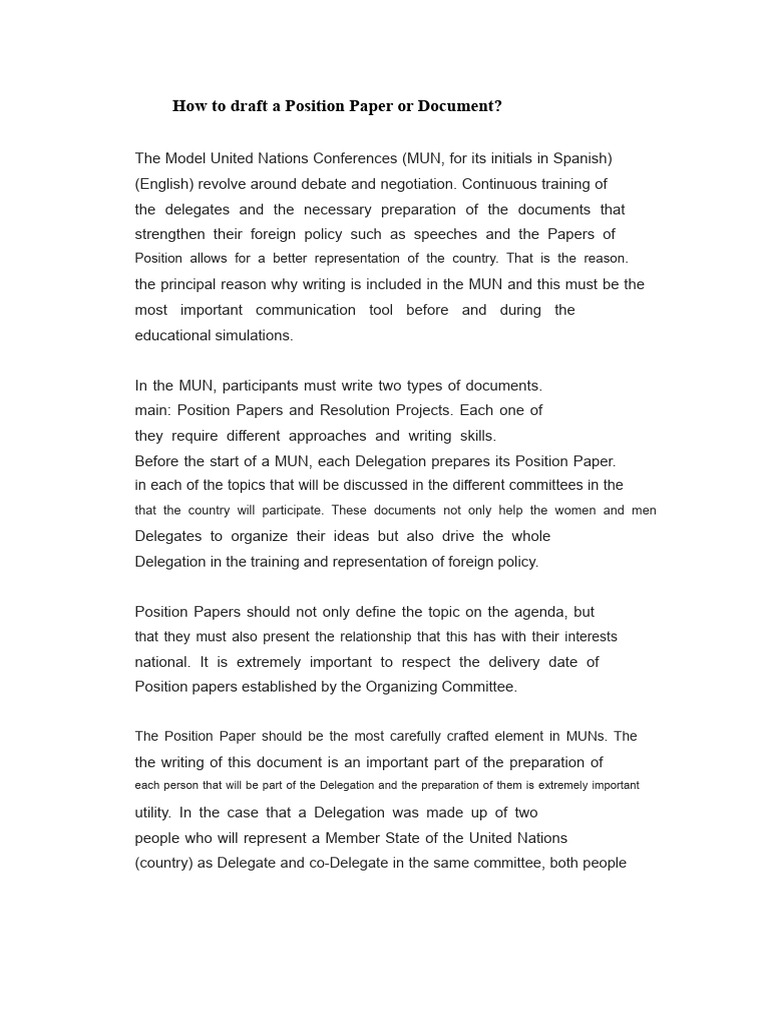 How to write a Position Paper or Document | PDF | International Relations