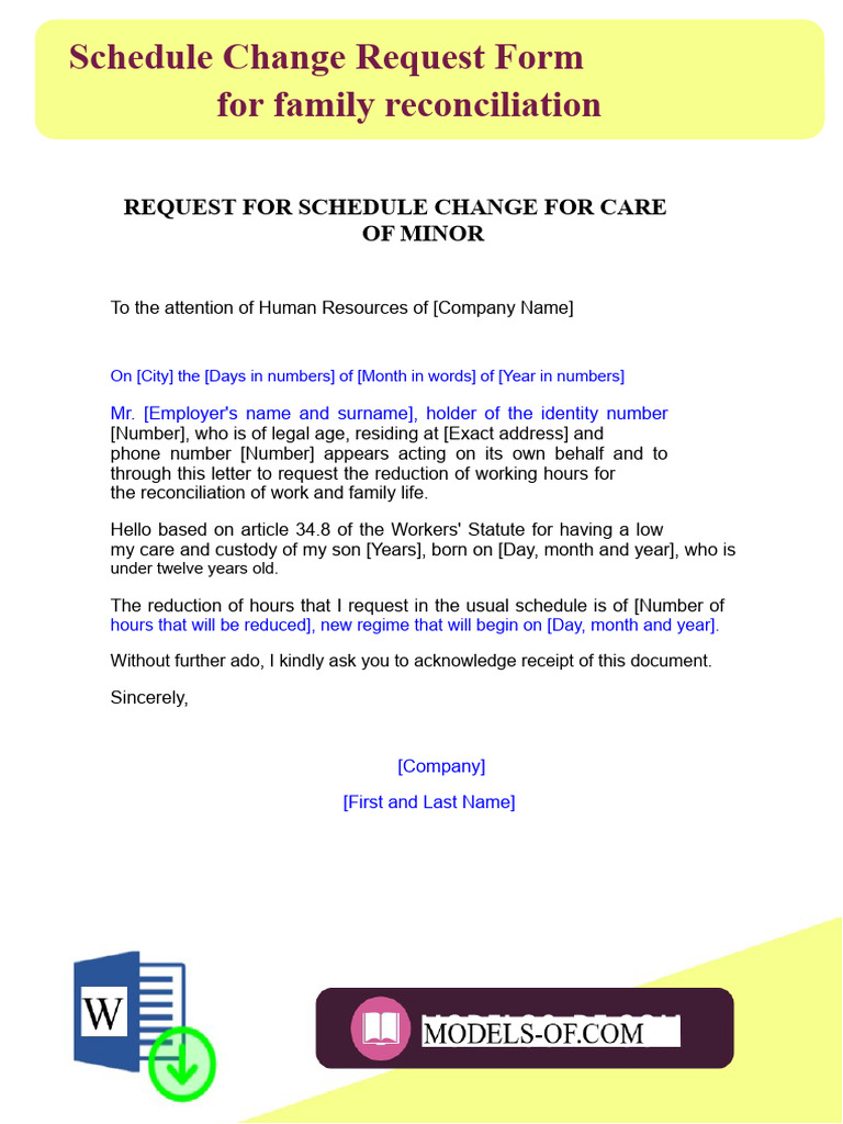 Model of Request for Schedule Change due to Family Reconciliation | PDF