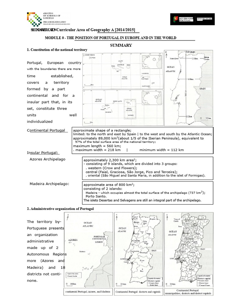 GEOGRAPHY 10th ( (POSITION OF PORTUGAL - EUROPE - WORLD) - SUMMARY) (RP ...