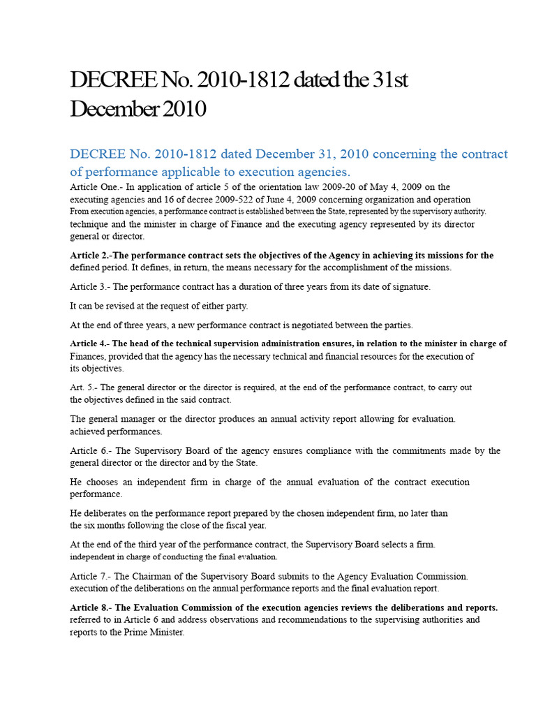 DECREE No. 2010-1812 dated December 31, 2010 | PDF | Budget ...
