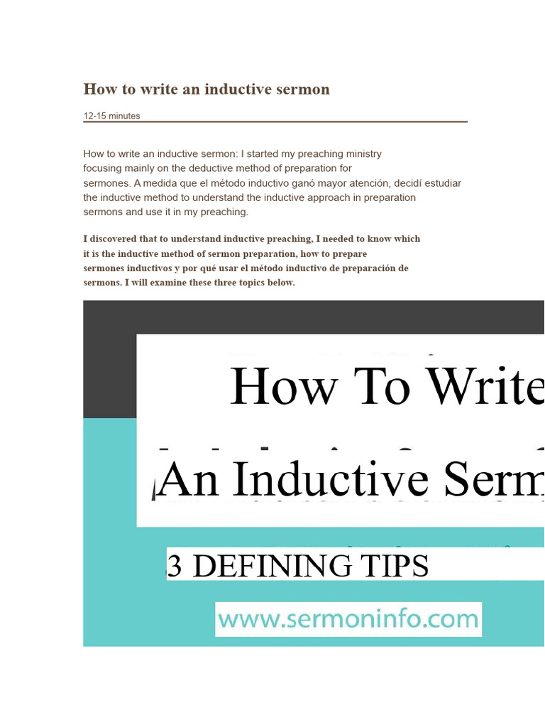 How to write an inductive sermon | PDF | Sermon