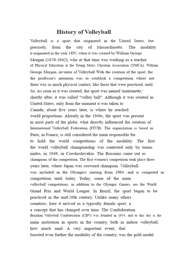 History and Rules of Volleyball | PDF | Volleyball | Indoor Sports