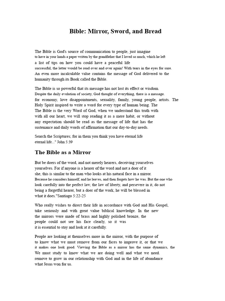 Bible Mirror, Sword, and Bread | PDF | Bible | Satan