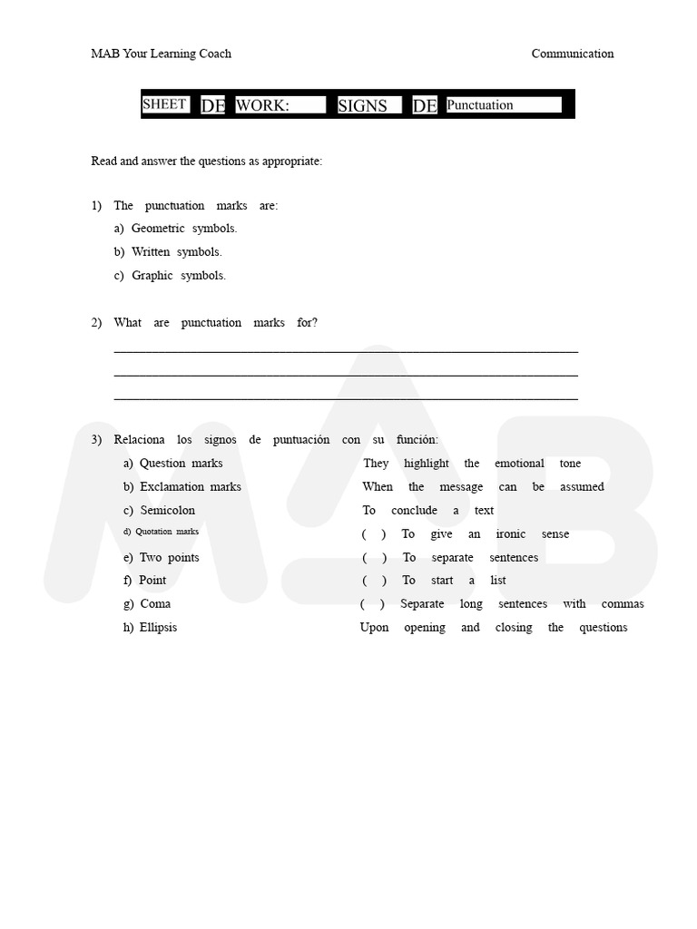 Worksheet-Punctuation Marks | PDF | Punctuation | Ellipsis