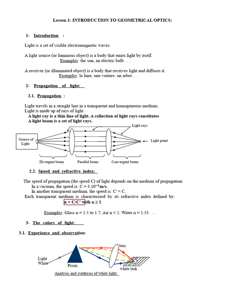 Introduction To Geometric Optics | PDF