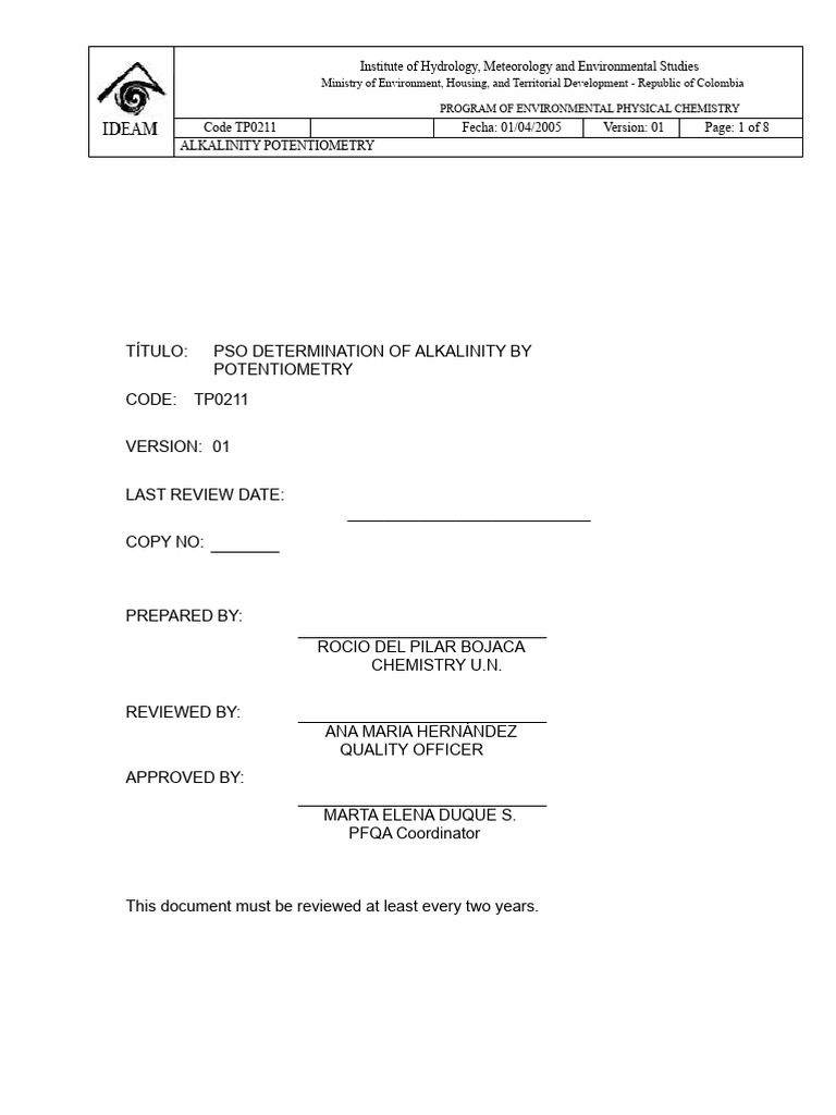 alkalinity-ideam | PDF | Titration | Chemistry