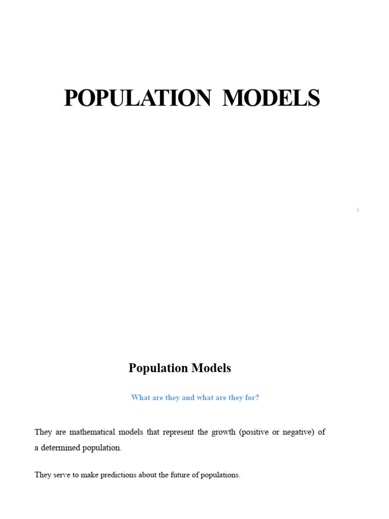 Population Models - Summary PDF | PDF