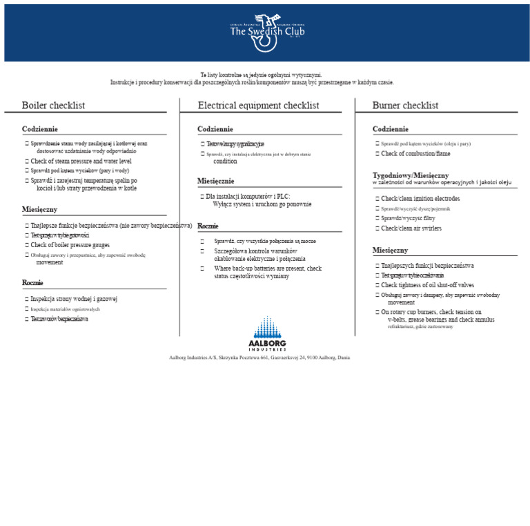 Boiler Checklist A4 PDF | PDF