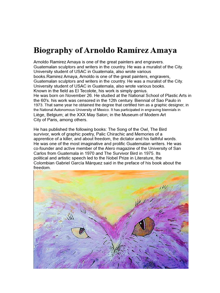 Arnoldo Ramírez Amaya: Guatemalan Artist | PDF | Pablo Picasso | The Arts