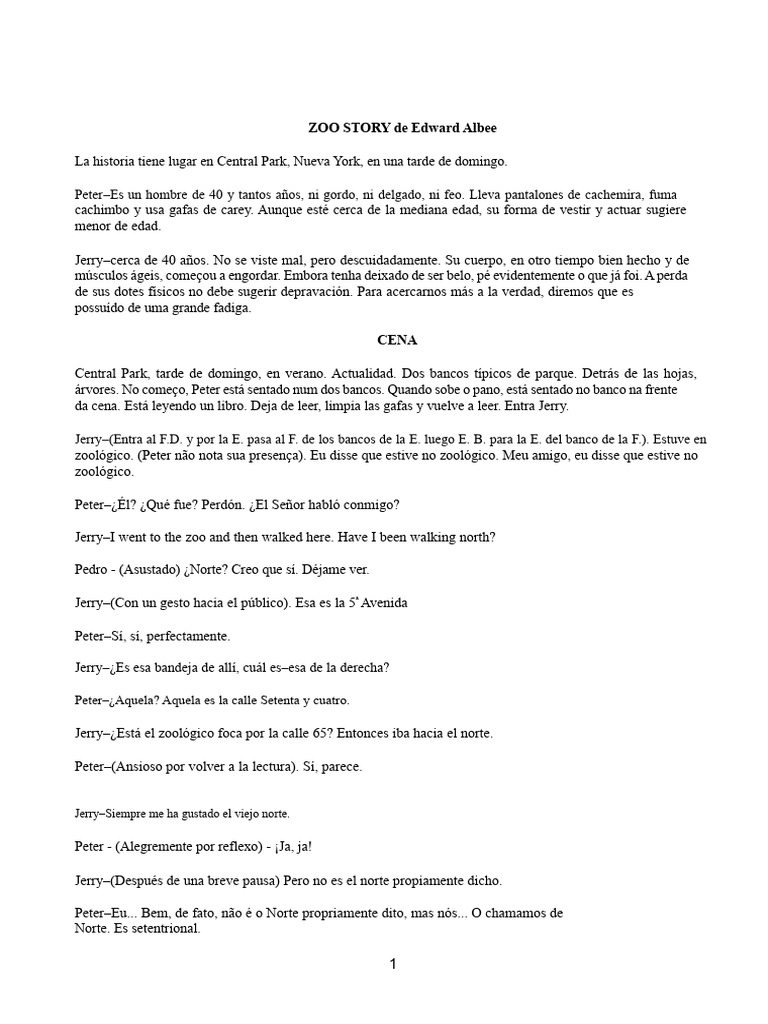 Edward Albee - Historia del zoológico | PDF | Amor | Perros