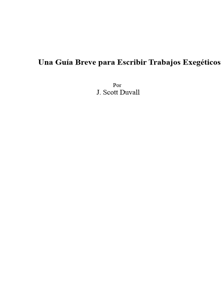 Una Guía Breve para Escribir un Trabajo Exegético (Estilo GGW) | PDF ...