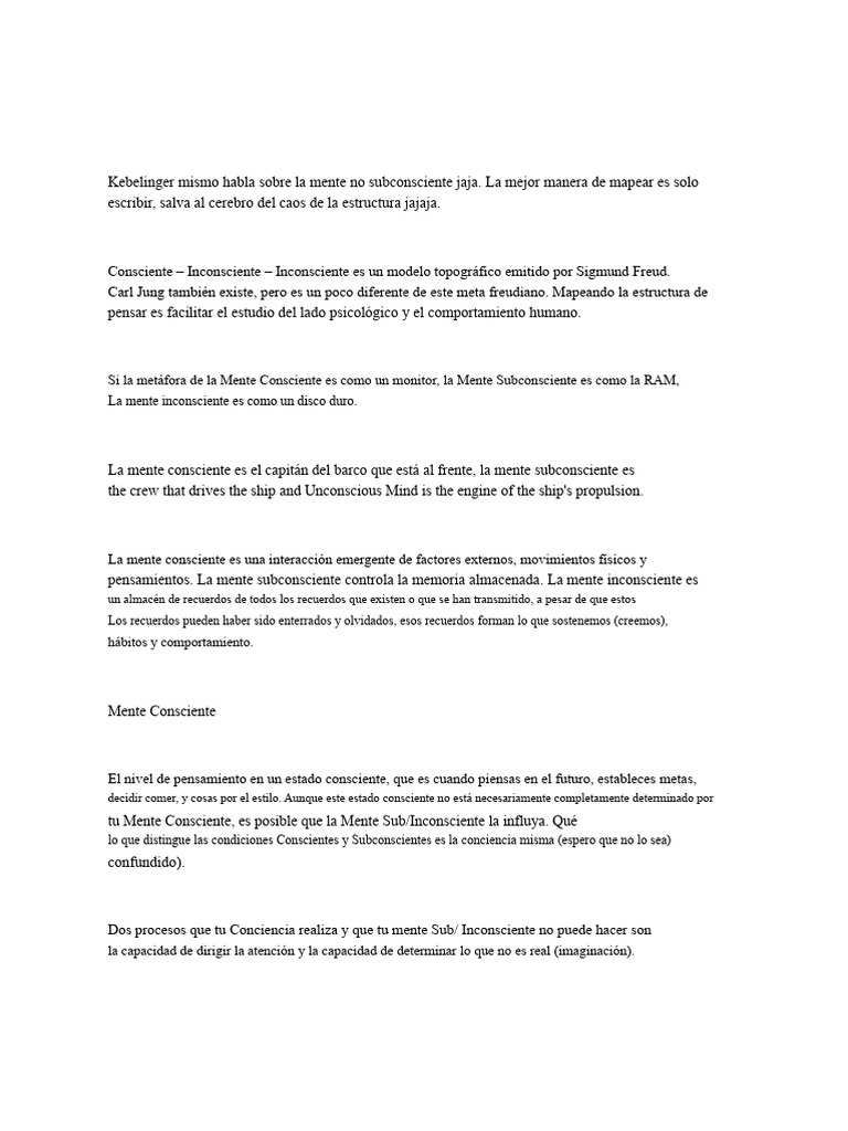 Consciente - Subconsciente - Inconsciente | PDF | Mente | Mente ...