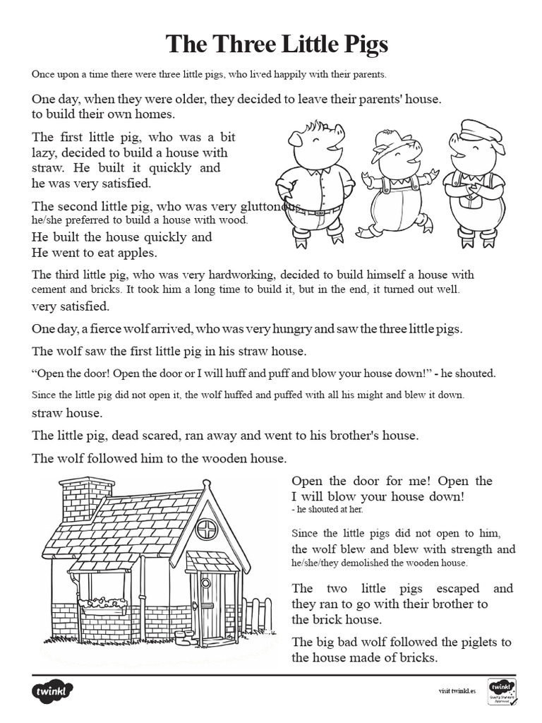 The Three Little Pigs Story Summary | PDF
