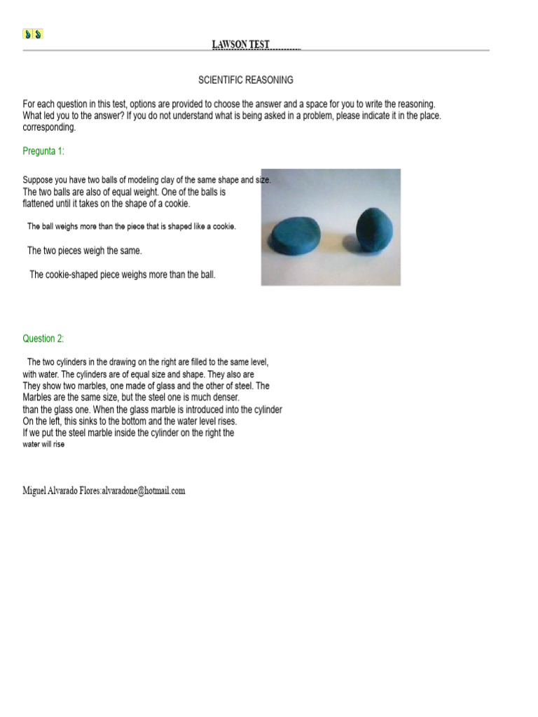 Lawson Test: Scientific Reasoning Questions | PDF