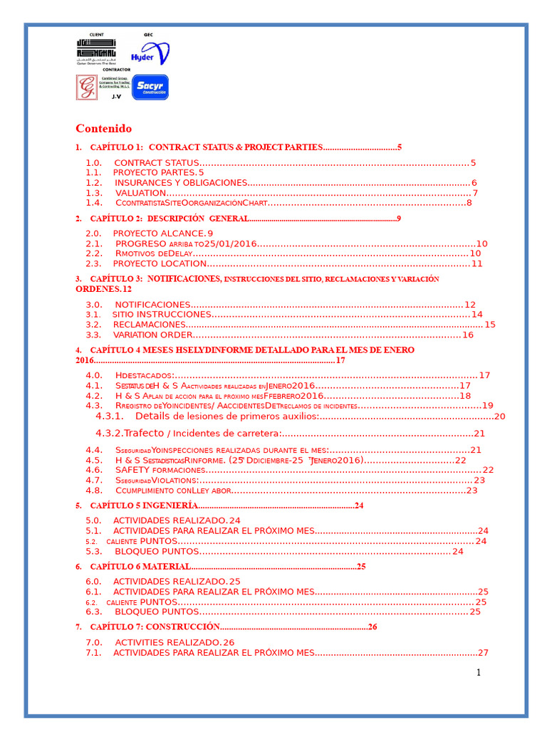 Informe de Progreso Mensual MARZO Borrador | PDF | Materiales de ...