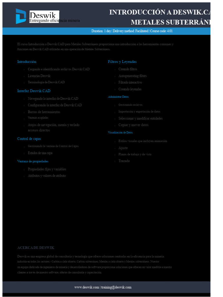 4.01 Introducción A Deswik - Cad para Metales Subterráneos | PDF ...