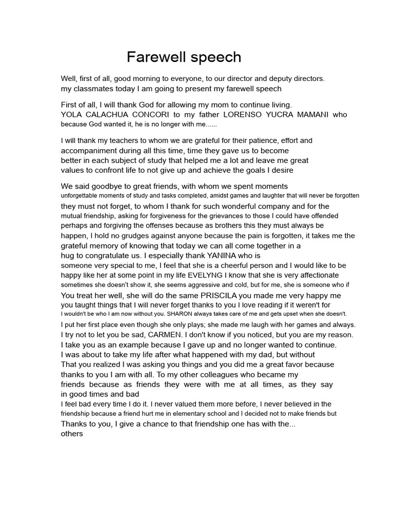 Farewell Speech | PDF
