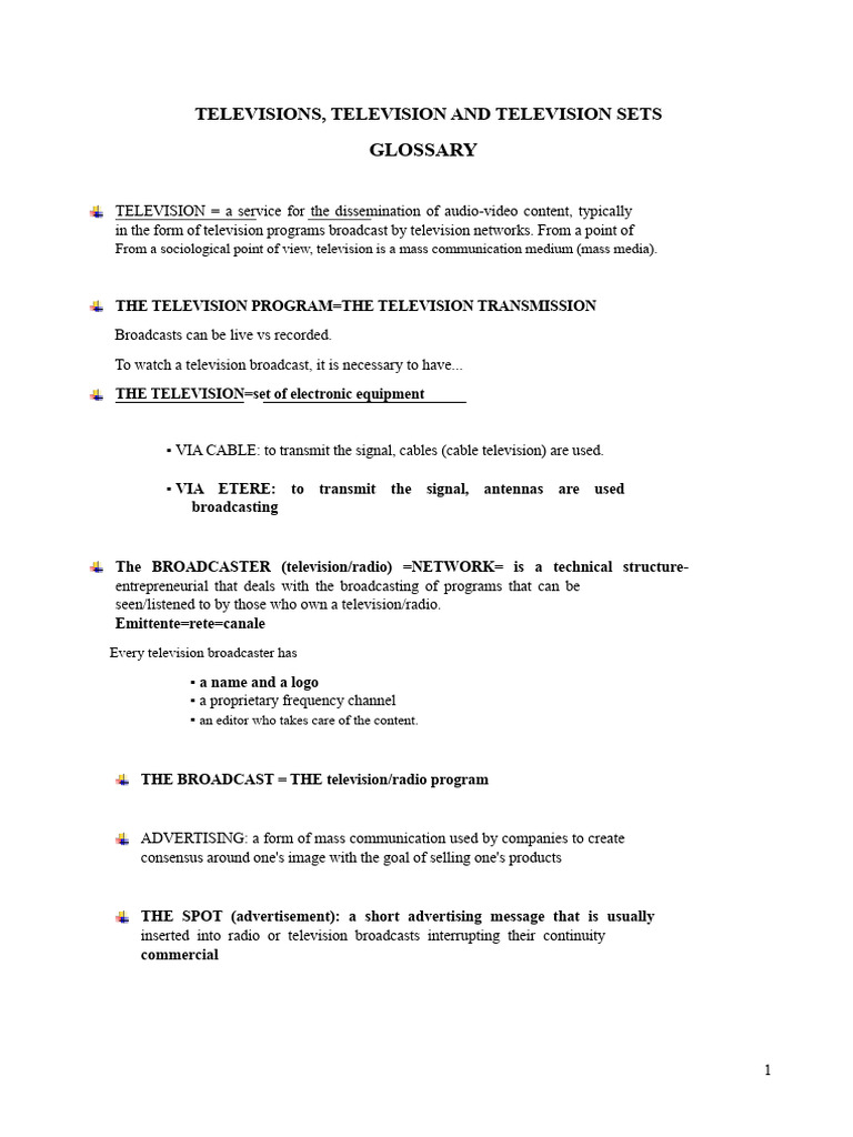 Television Glossary and Key Terms | PDF | Broadcasting | Television