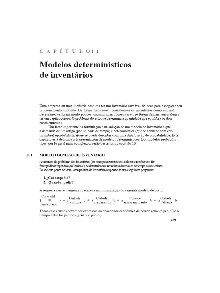 Modelos Determinísticos de Inventário | PDF | Tempo | Economia