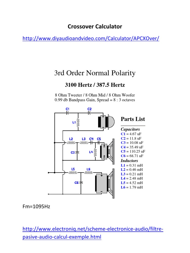 Crossover Capacitor Values and Charts | PDF | Capacitor | Loudspeaker