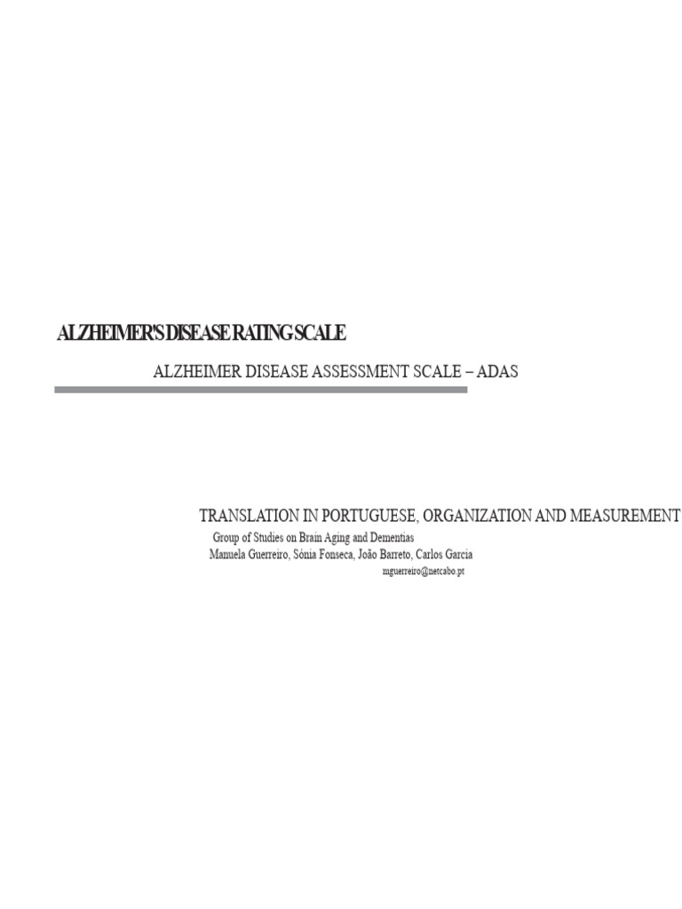 Alzheimer Disease Assessment Scale - Adas | PDF | Hallucination | Delusion