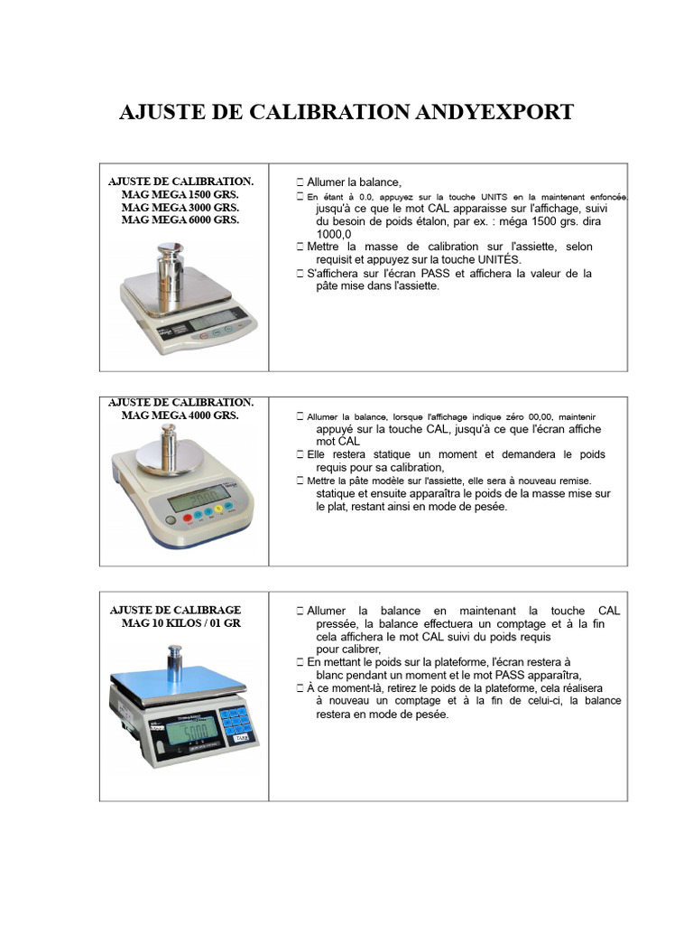 Guide de Calibration des Balances MAG et JAZ | PDF | Calibrage ...