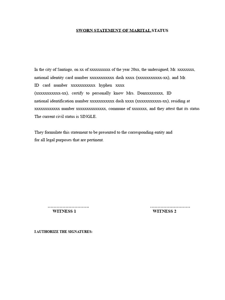 Affidavit of Marital Status | PDF