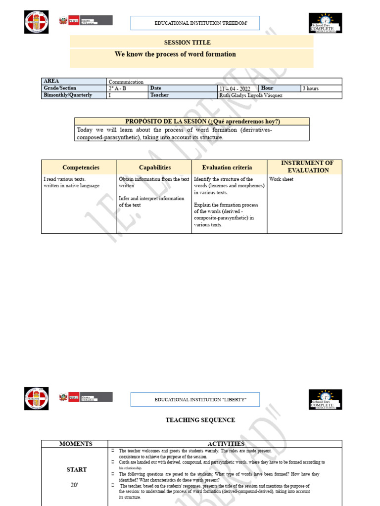 Session 2 Word Formation 2022 | PDF | Word | Curriculum