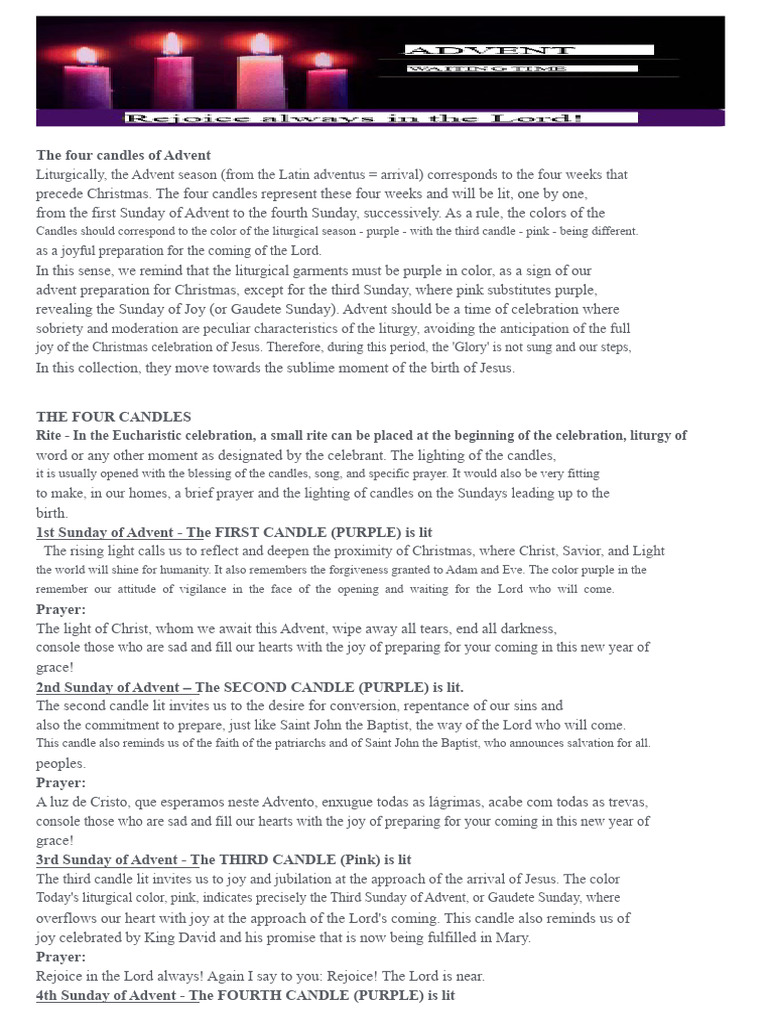 The four candles of Advent | PDF | Advent | Mary, Mother Of Jesus