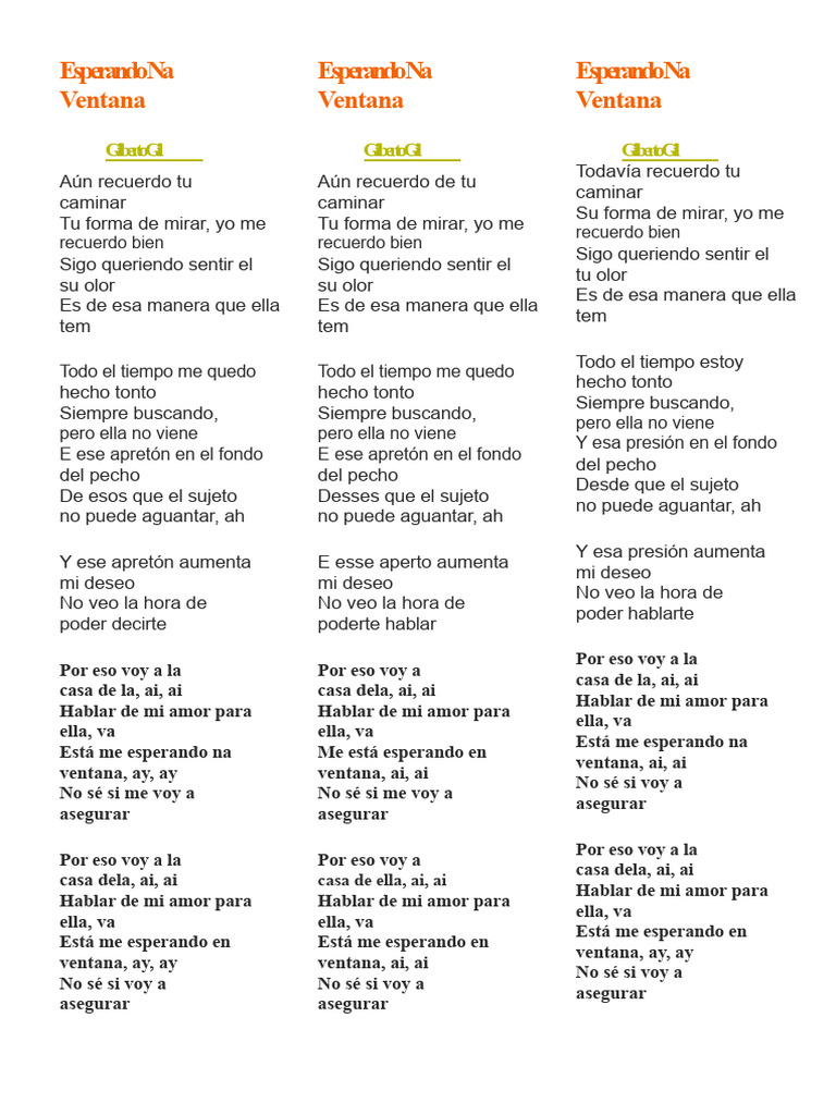 Esperando en La Ventana (Letra de La Canción) | PDF