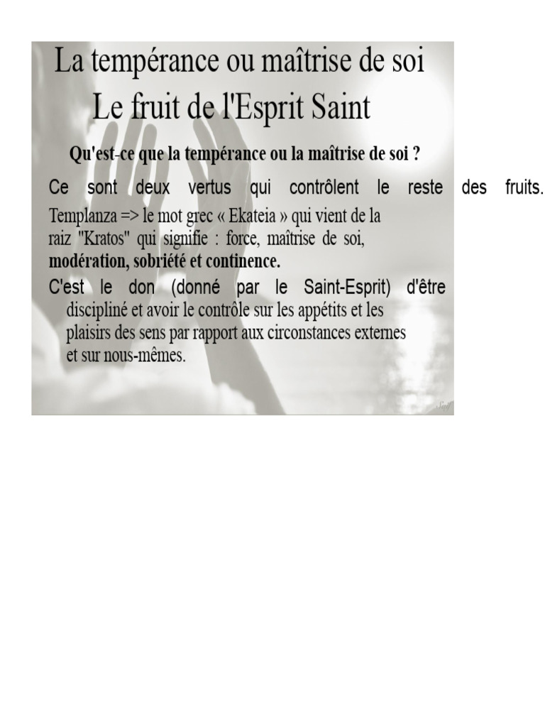 Maîtrise de soi et tempérance chrétienne | PDF | Vertu | Maîtrise de soi