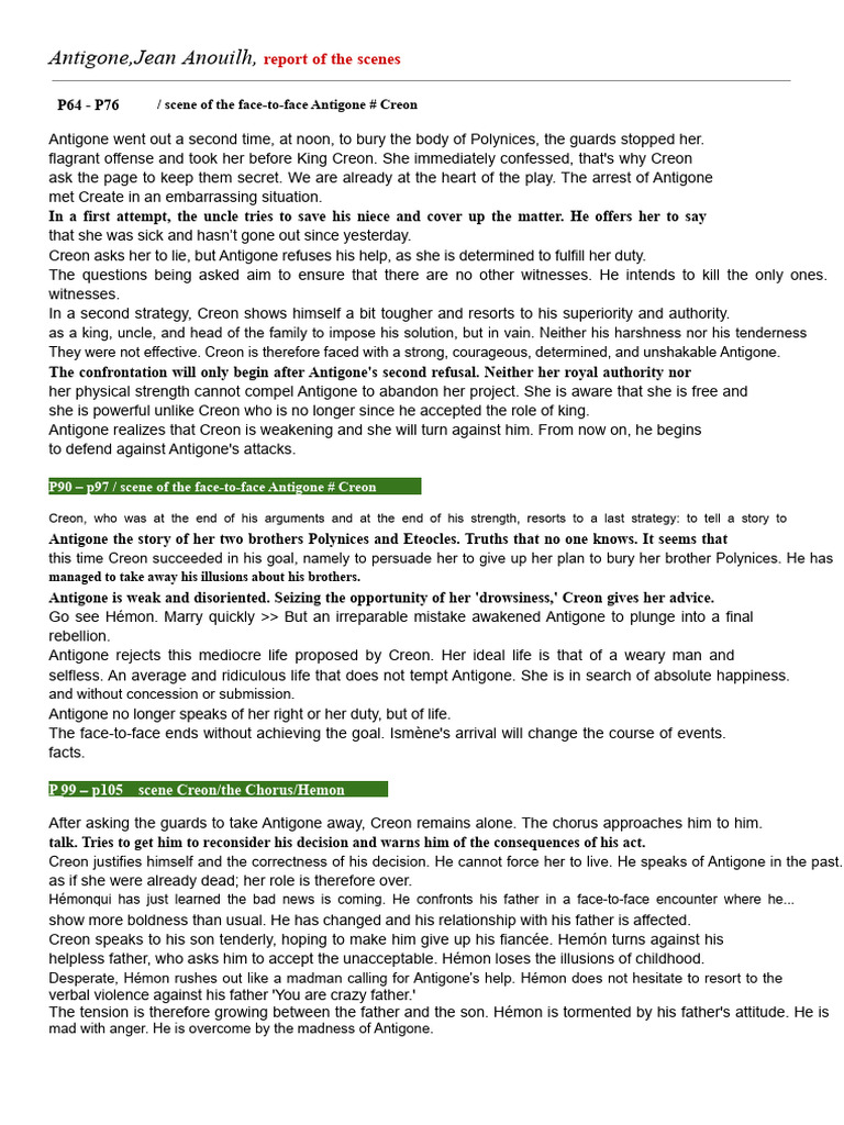 Antigone vs. Creon: Key Confrontations | PDF | Theban Mythology