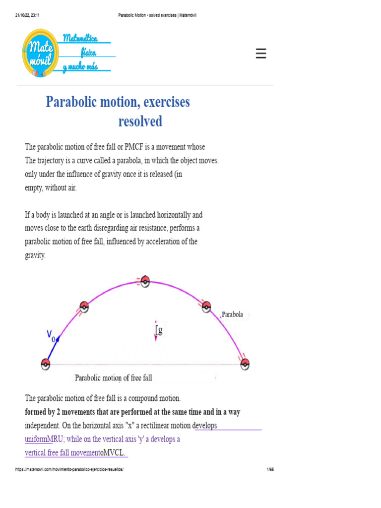 Parabolic Motion Exercises Solved | PDF | Euclidean Geometry ...