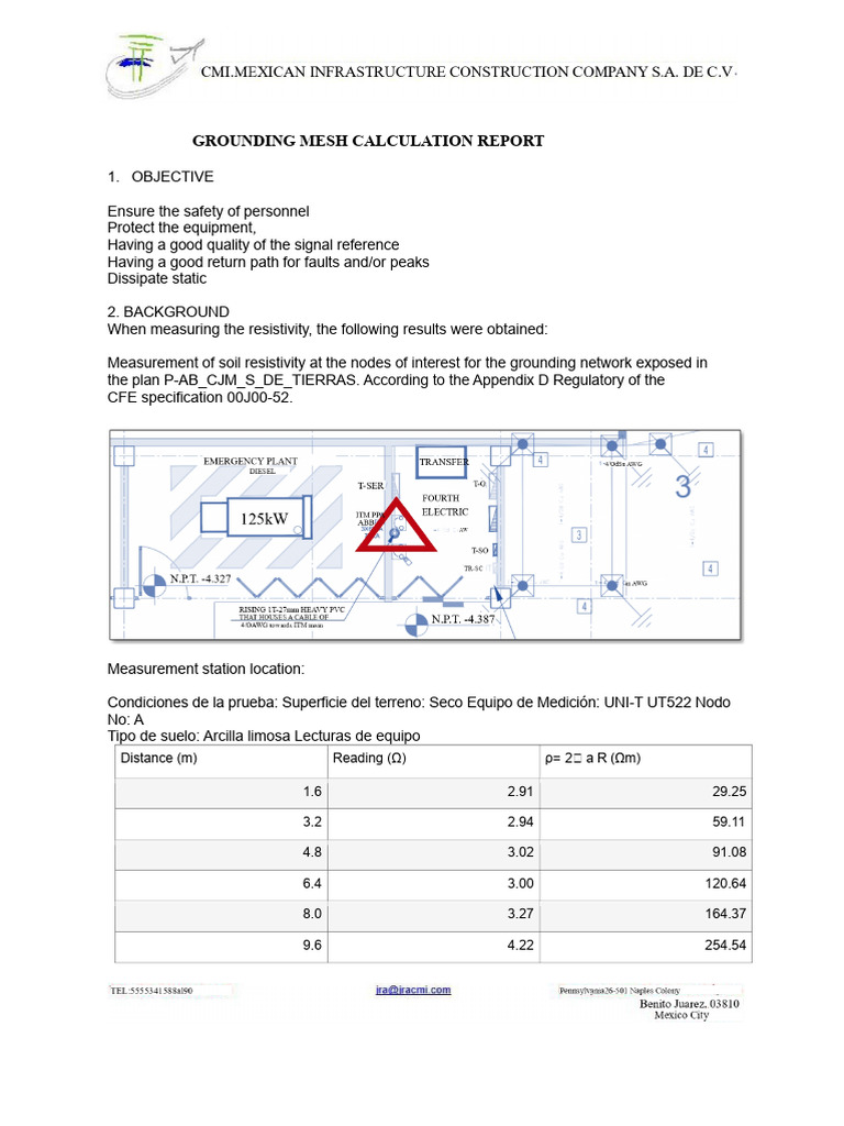 CALCULATION REPORT OF GROUNDING GRID | PDF | Electrical Resistivity And ...