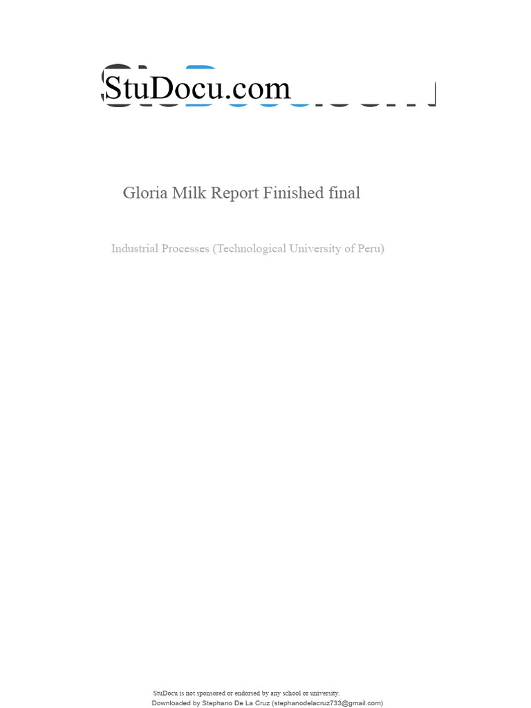 Gloria Milk Report Completed | PDF | Milk | Warehouse
