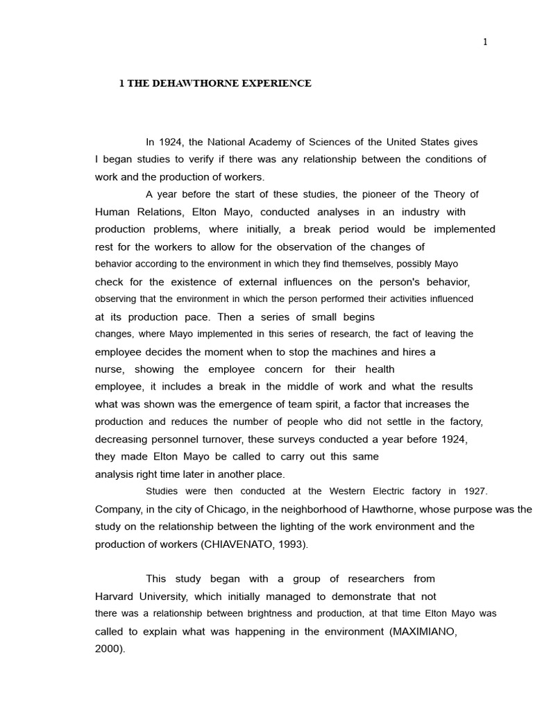 Hawthorne Experiment: Human Relations Study | PDF | Experiment ...