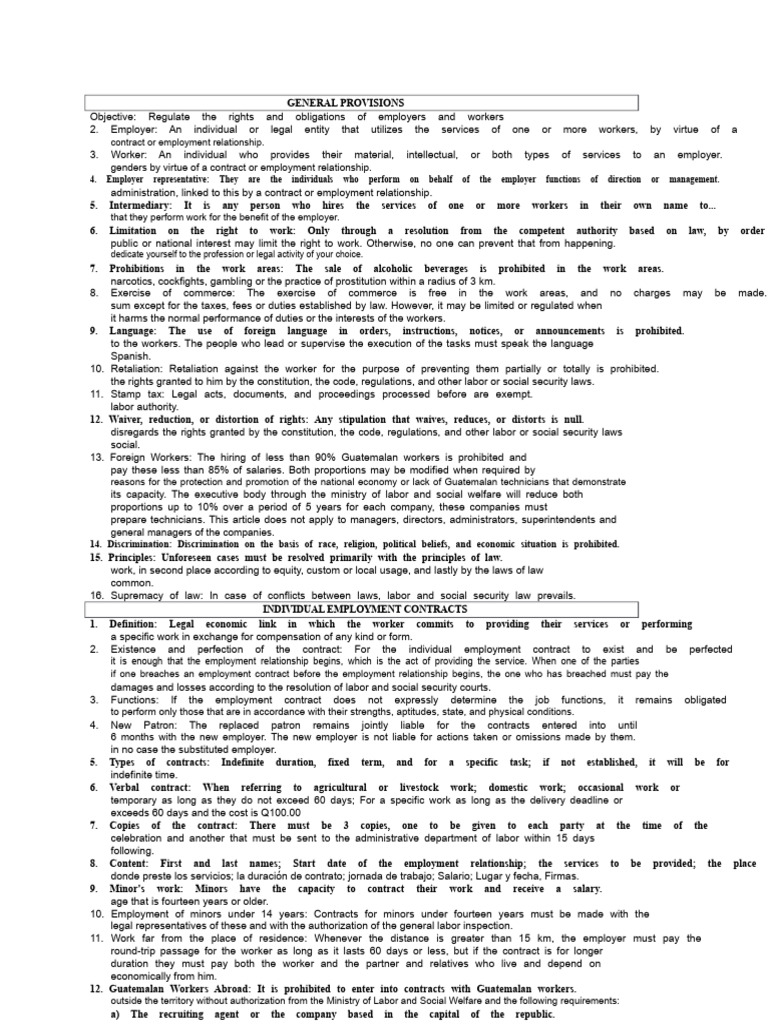 Summary of the Labor Code | PDF | Employment | Salary