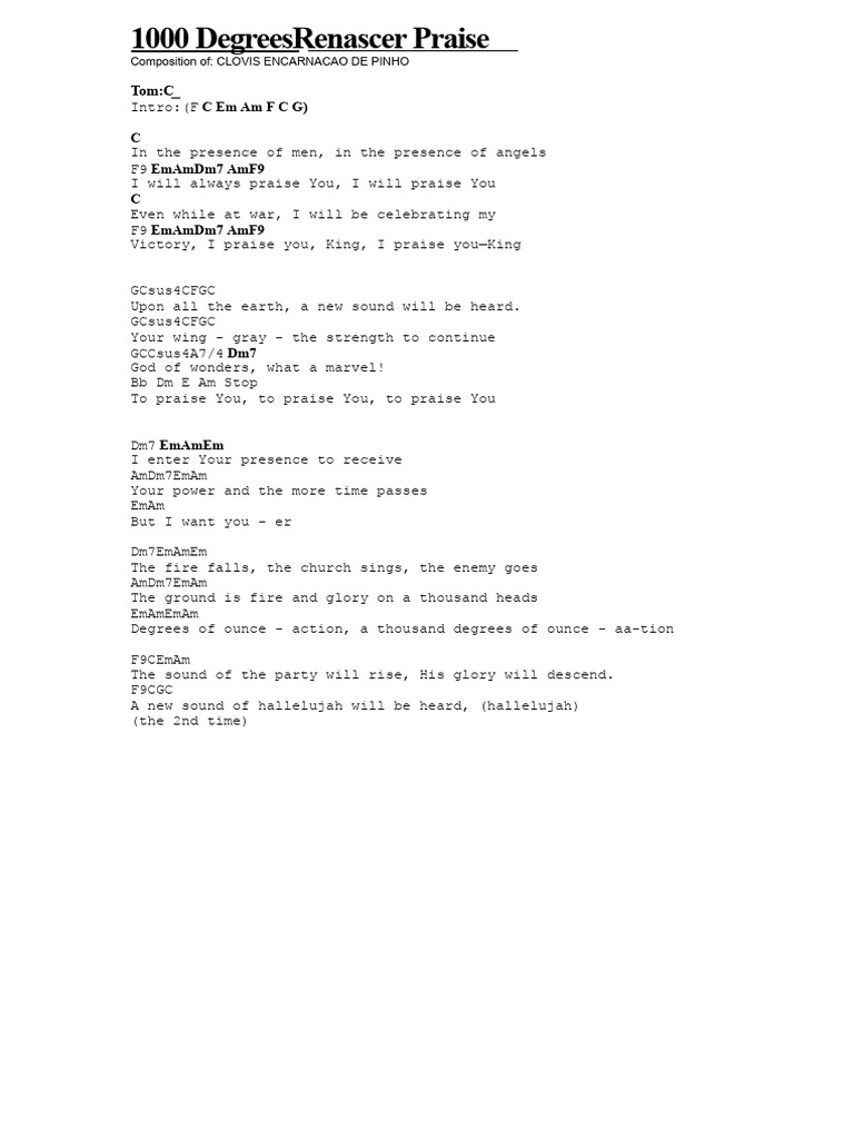1000 Degrees Renascer Praise | PDF
