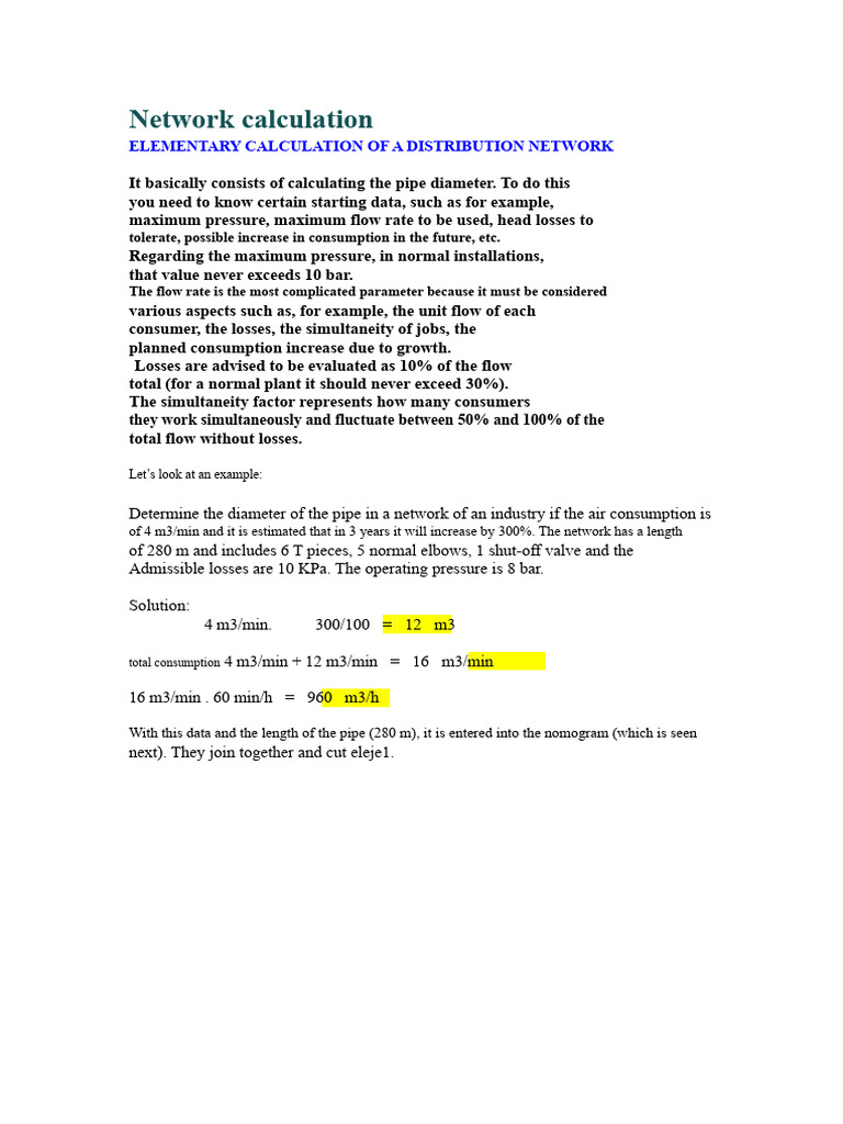 Pipe Diameter Calculation for Networks | PDF | Pipe (Fluid Conveyance)