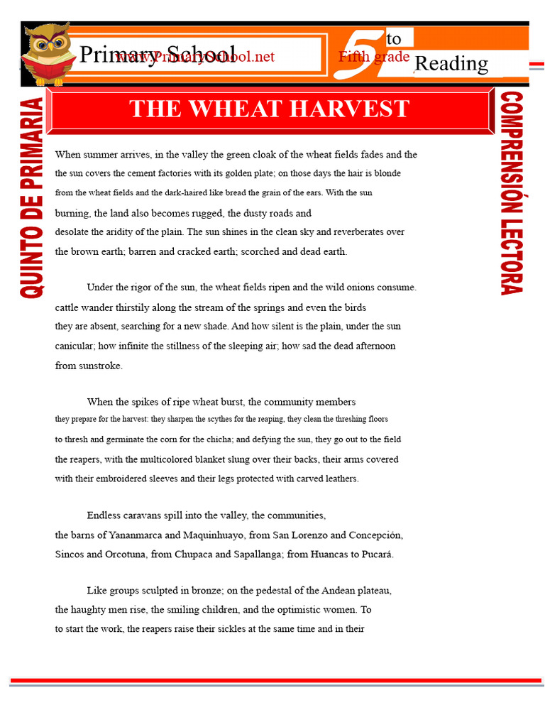 The Wheat Harvest For Fifth Grade of Primary School | PDF | Harvest