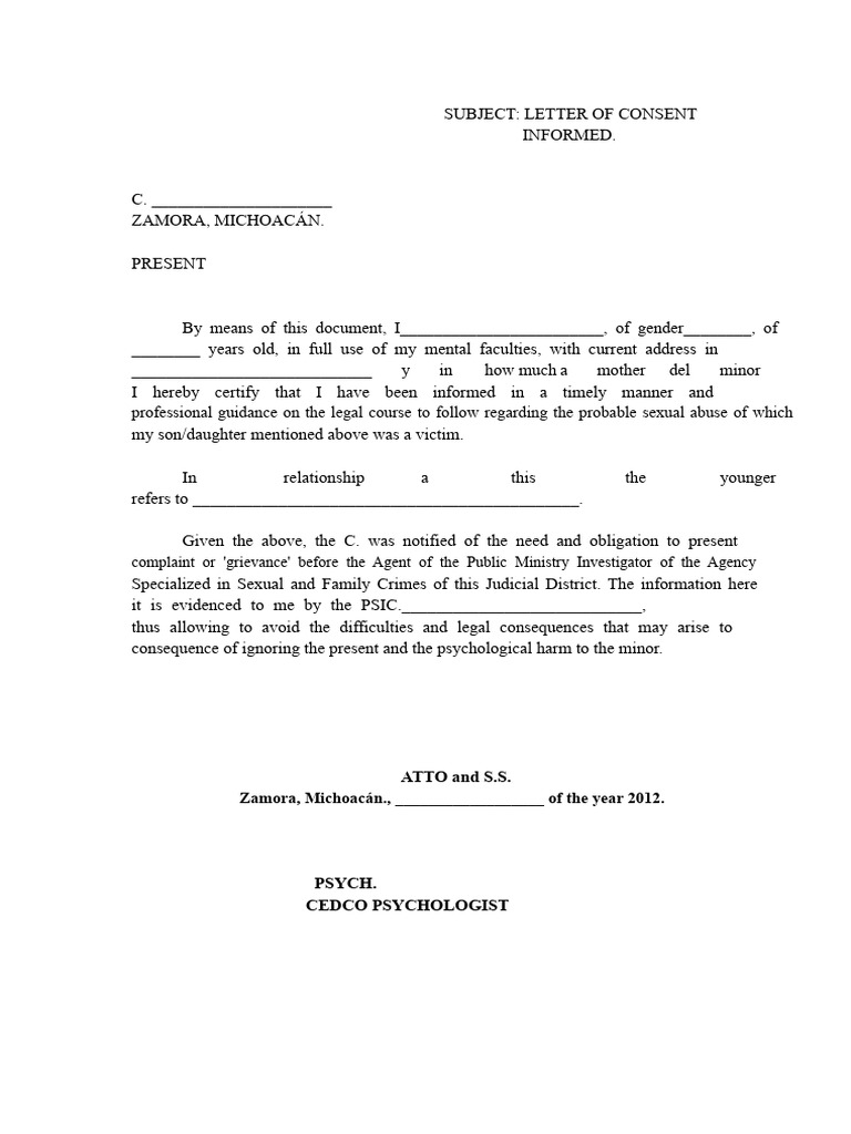 Informed Consent Letter | PDF