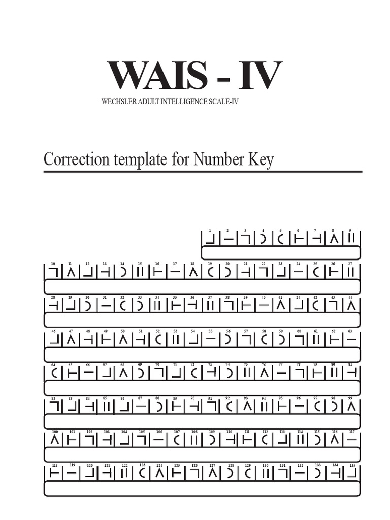 WAIS IV. Correction Key Templates | PDF