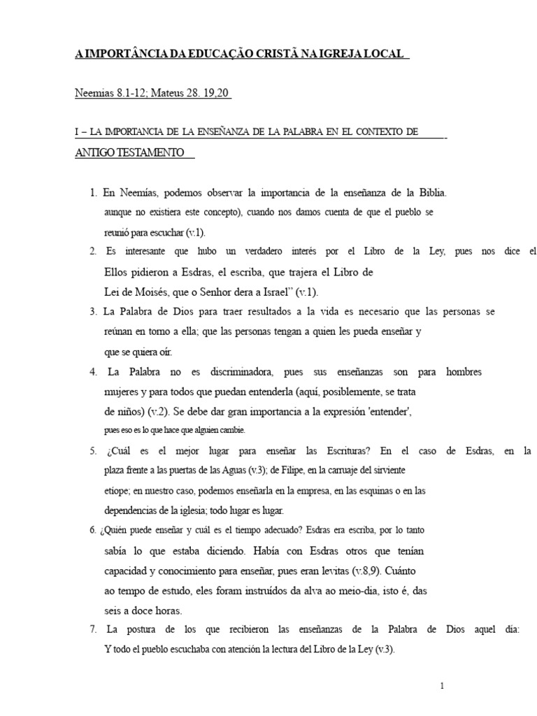 NEHEMÍAS 8.1-12_LA IMPORTANCIA DE LA EDUCACIÓN CRISTIANA EN LA IGLESIA ...