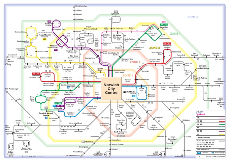 Norwich Bus Map | PDF | Railway | Transport