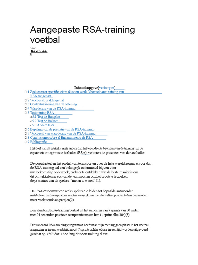 RSA-training Aangepast Aan Voetbal | PDF